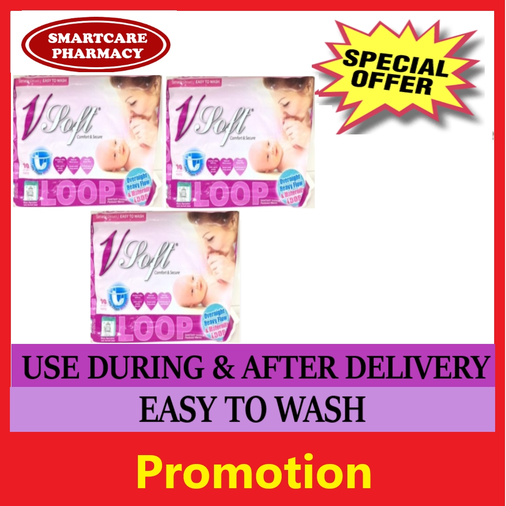 Vsoft Loop Maternity Sanitary Napkin 230mm with Belt 10pcs x 3 unit ...
