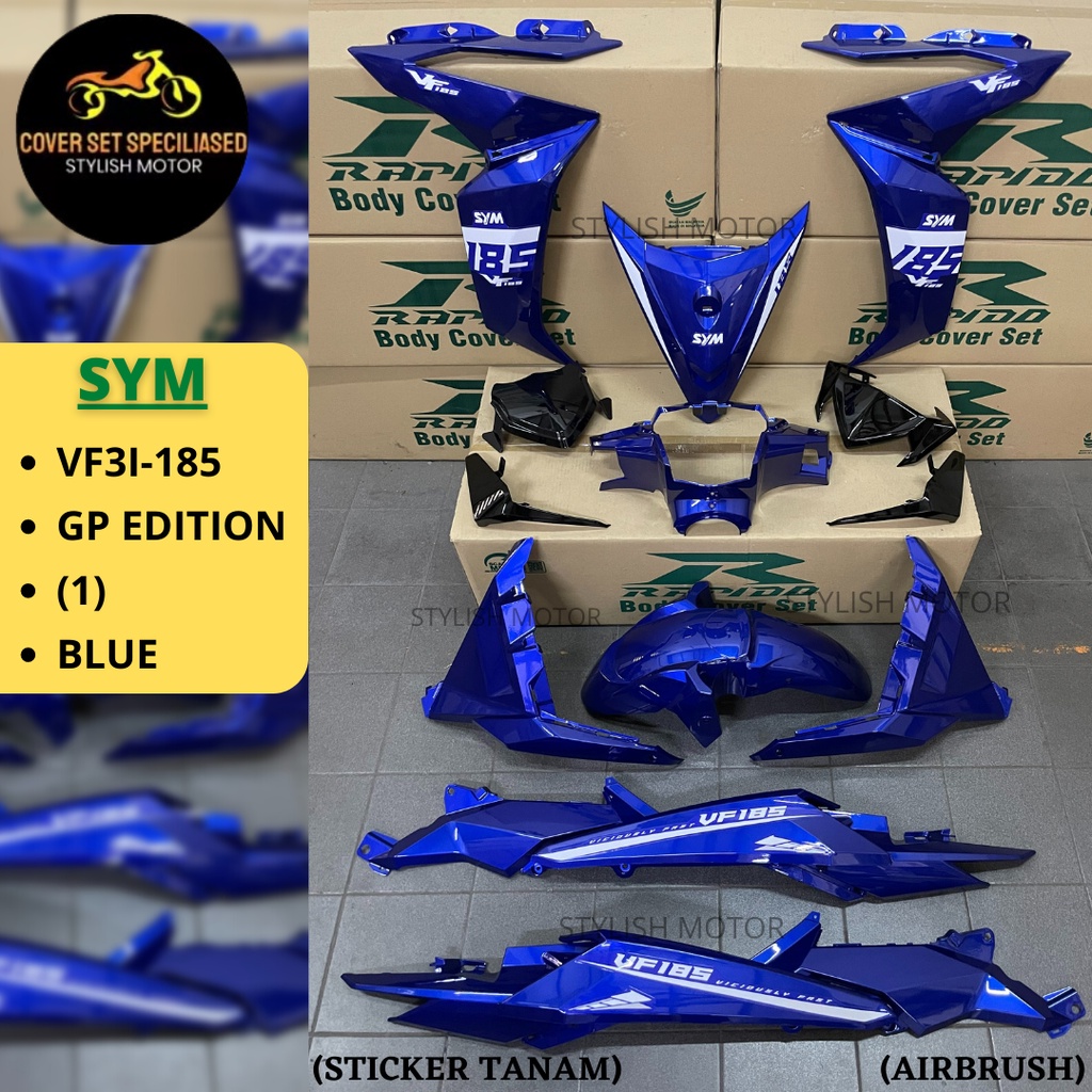 (STICKER TANAM/AIRBRUSH) RAPIDO COVER SET SYM VF3 ABS LE V1 V2 V3 VF3I-185 GP EDITION (11) BLUE ...