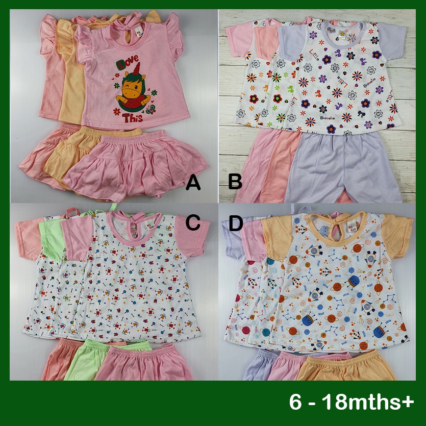 [COMBO HEBAT]6pcs Baby Girl Clothing Baju Bayi Perempuan 3-9m+ 3 Pasang ...
