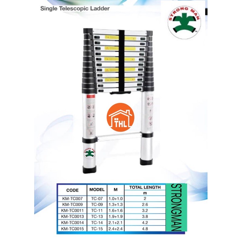 STRONGMAN Heavy Duty 150kg Telescopic Aluminium Ladder | Shopee Malaysia