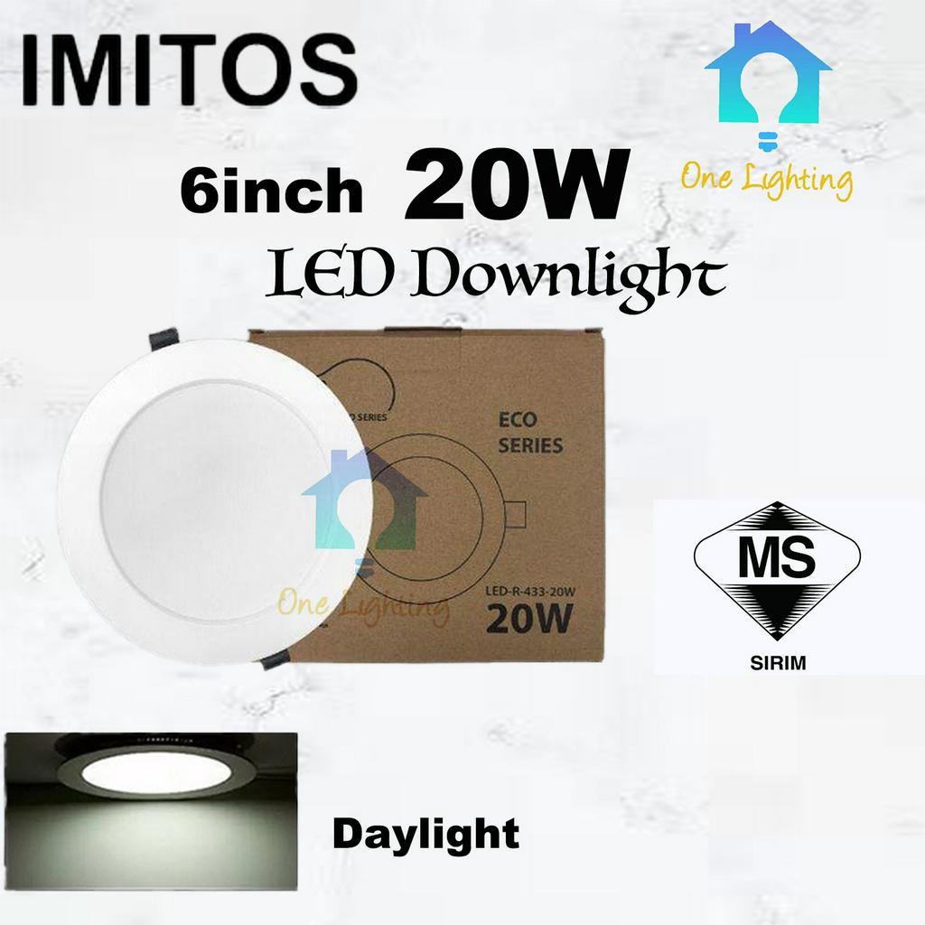 IMITOS model LED Downlight 6" 20W Round Led Ceiling Light Lampu Siling ...