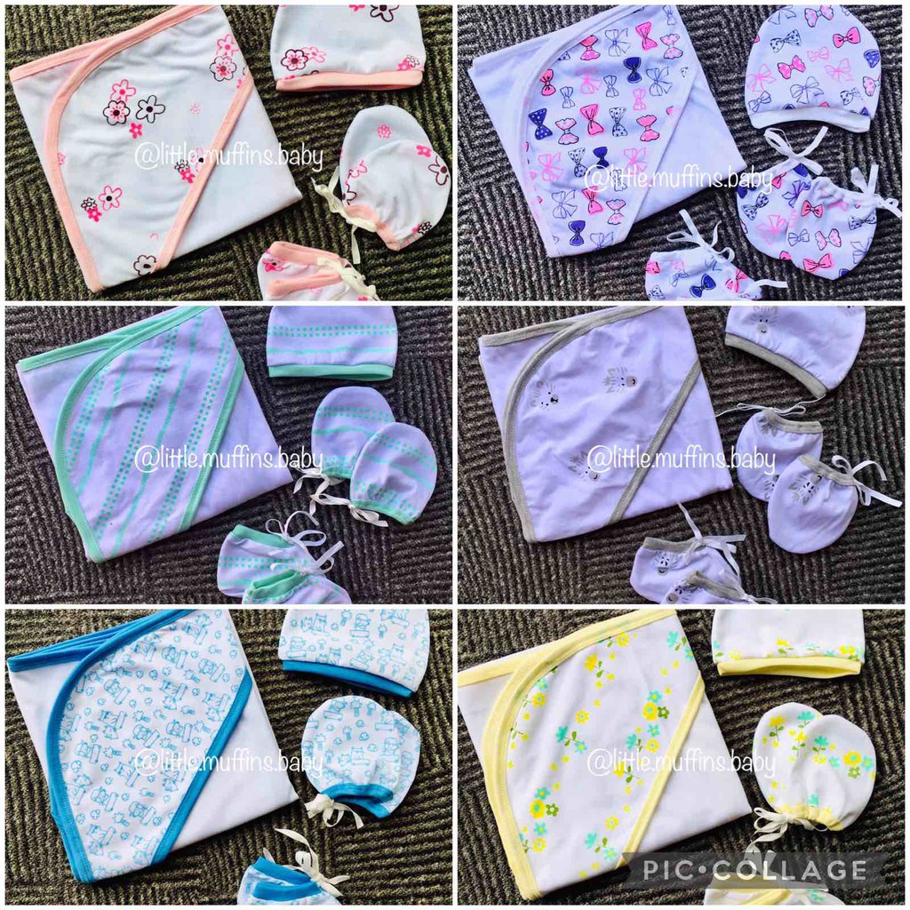 Newborn Receiving Blanket Set by Little Muffins (Blanket, Bonnet ...