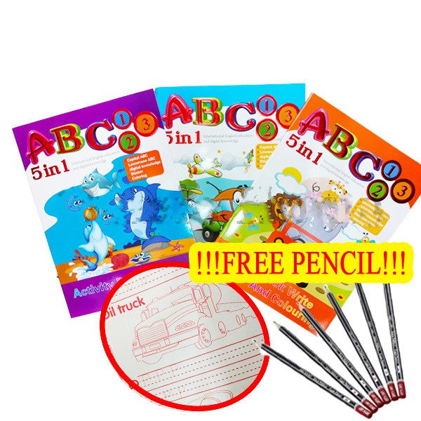 FREE PENCIL ABC 123 Activity Book Write Coloring Learning Book Writing ...