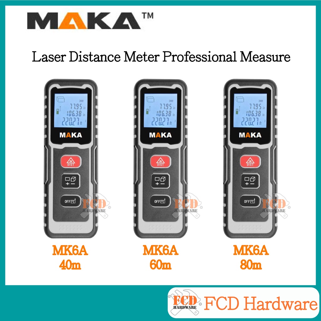 Maka MK6A 40m / MK6A 60m / MK6A 80m Laser Distance Meter Professional ...