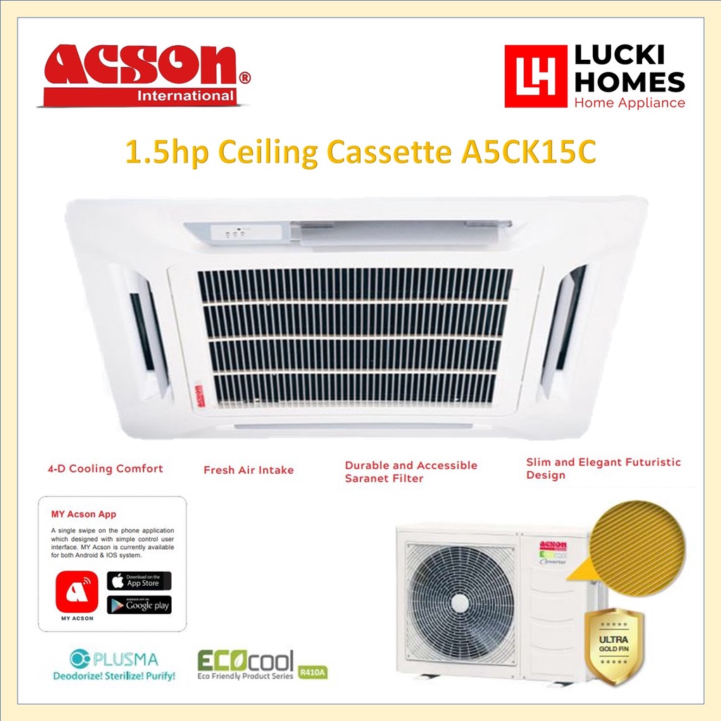 Acson 1.5hp R410 Ceiling Cassette - A5CK 15C Aircond A5CK15C | Shopee Malaysia