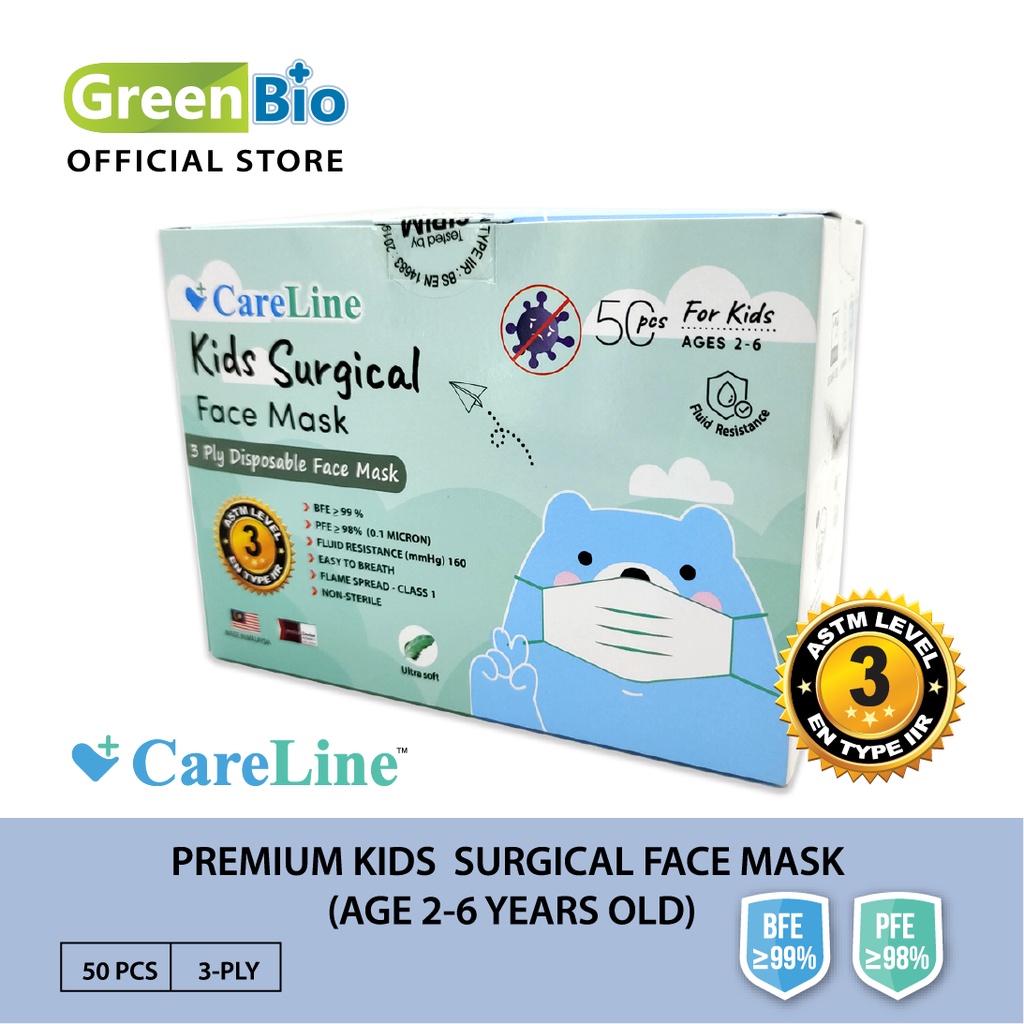 CARELINE 3 ply US ASTM Level 3 single use surgical graded face masks ...