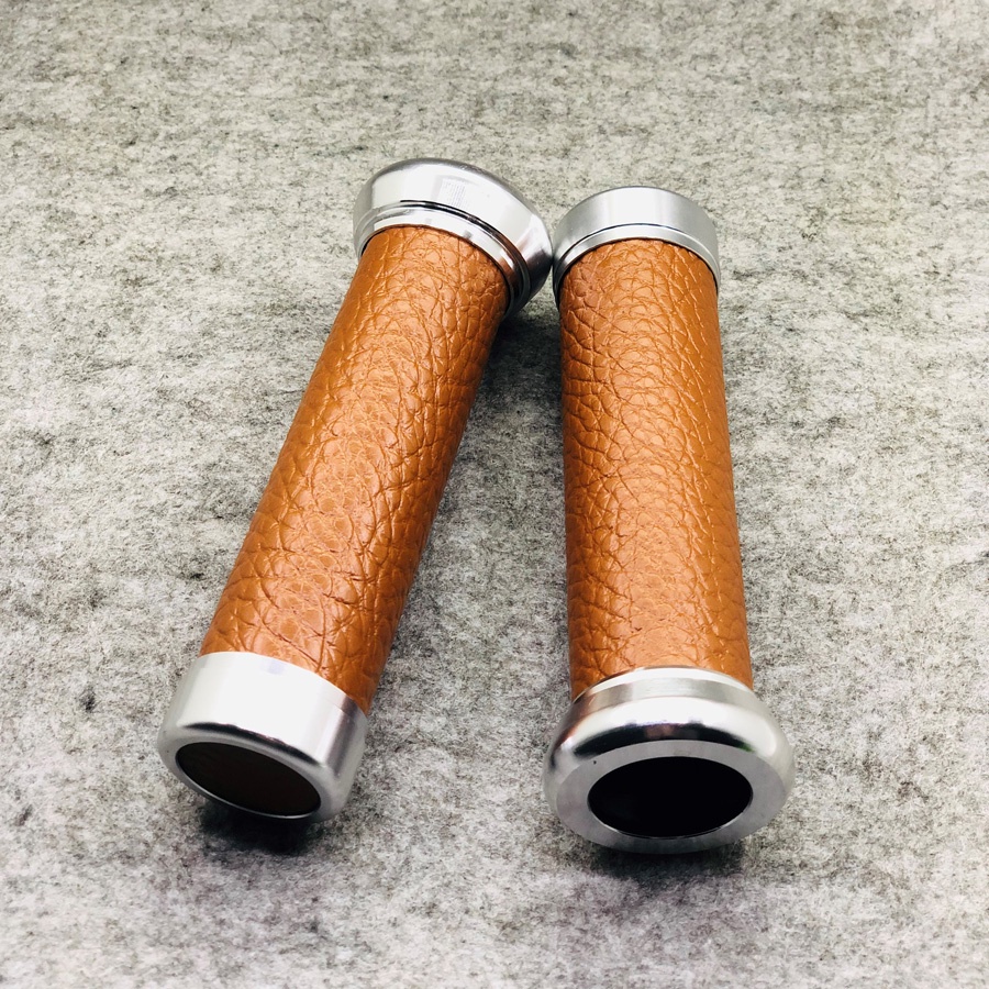 2PC Vintage Motorcycle Handle Grips Universal Aluminum Leather 22MM ...