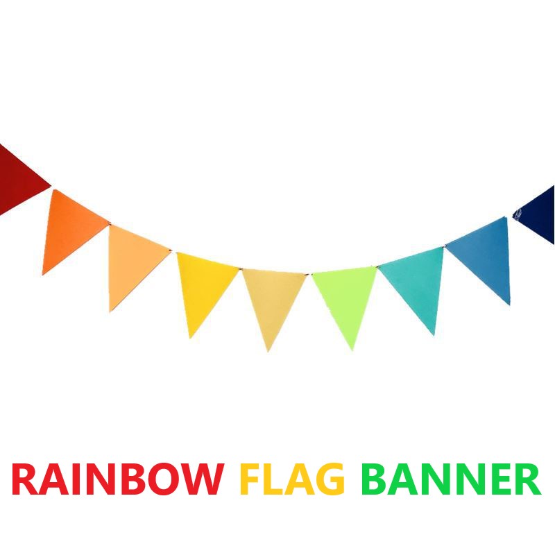 Party Flag Outdoor Decoration Rainbow Color Fabric Banner Triangle ...