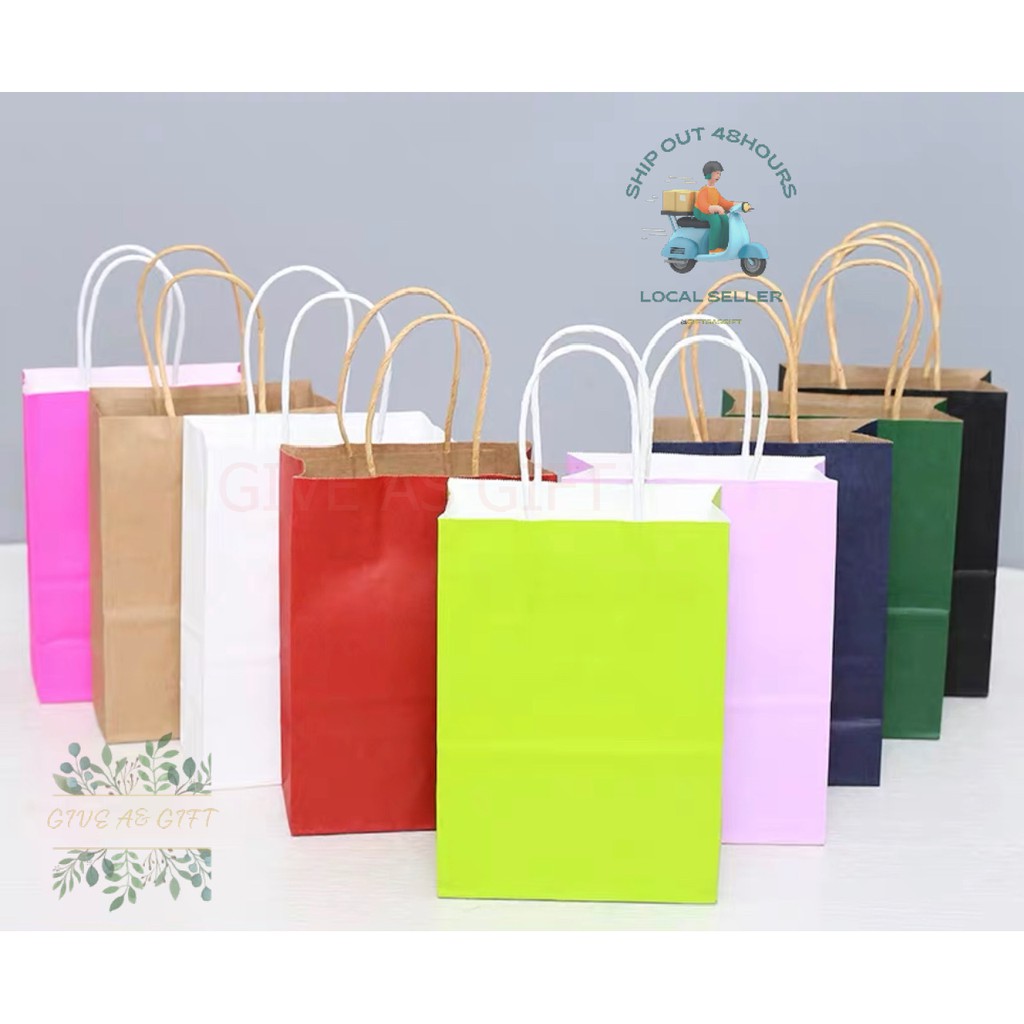 Ready Stock half A4 and A4 size 120g Colourful Paper bag gift bag ...
