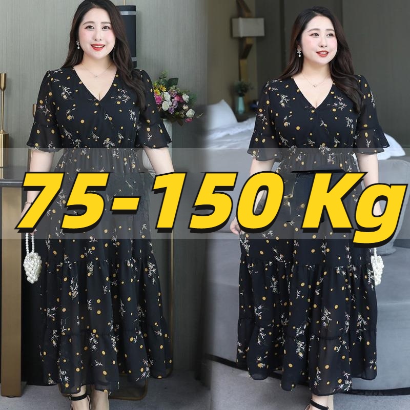 New 2023【Extra Plus Size】75-150 Kg Extra Large 3XL-8XL Women's Dress ...