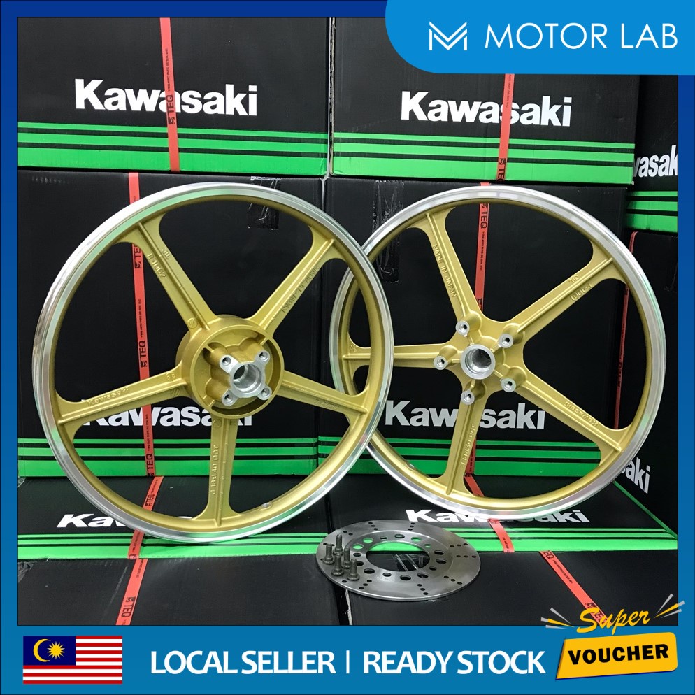 KAWASAKI AR80 AR 80 SPORT RIM SET GOLD 140X18 SIAP DISC & SKRU 100% ...