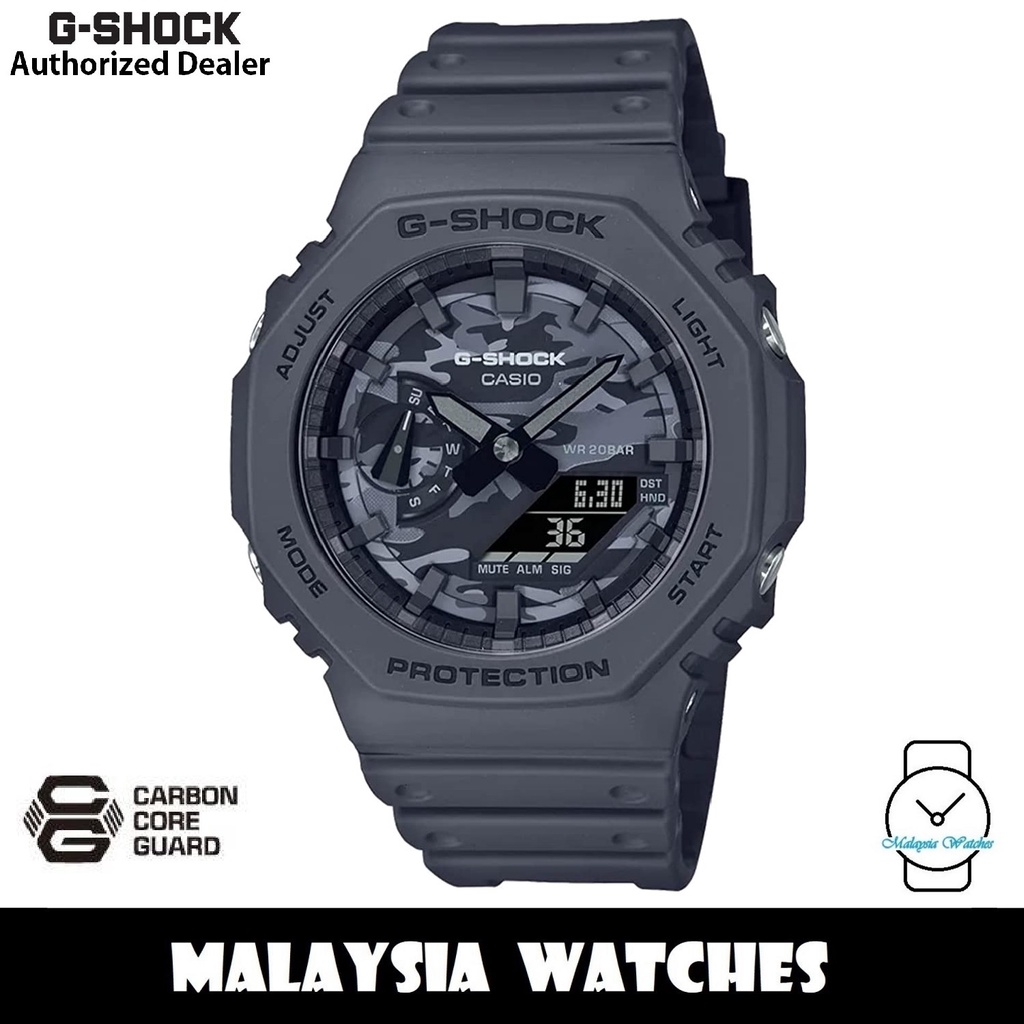 (OFFICIAL WARRANTY) Casio G-Shock GA-2100CA-8A Carbon Core Guard Camouflage Dial Black Resin ...