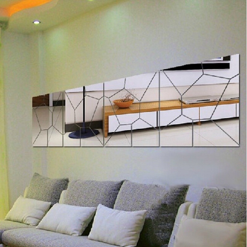 7Pcs Modern Moire Pattern Mirror Art Mural Wall Sticker Home Decor ...
