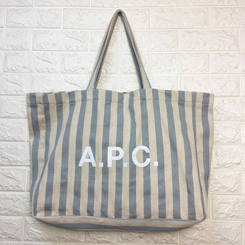 apc logo print striped canvas tote shoulder bag | Shopee Malaysia
