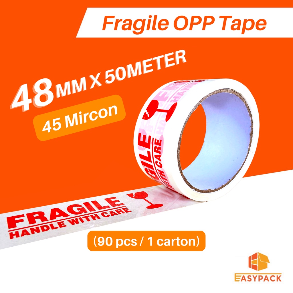 EASYPACK Fragile OPP Tape 45mic x 48mm x 50M ( 90 pcs / 1 carton ) | Shopee Malaysia