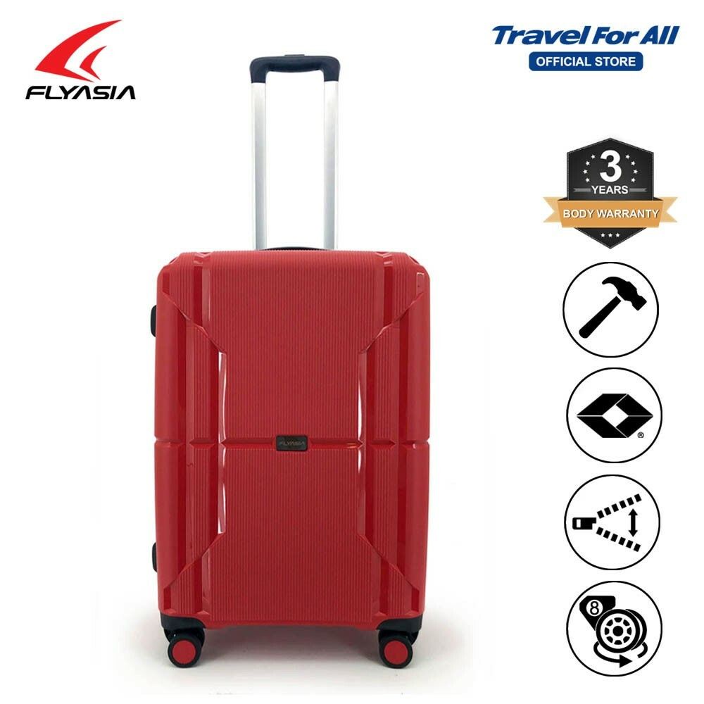 FLYASIA Xtreme PP Hard Case Luggage Bag - Red/Dark Blue (24”) | Shopee Malaysia