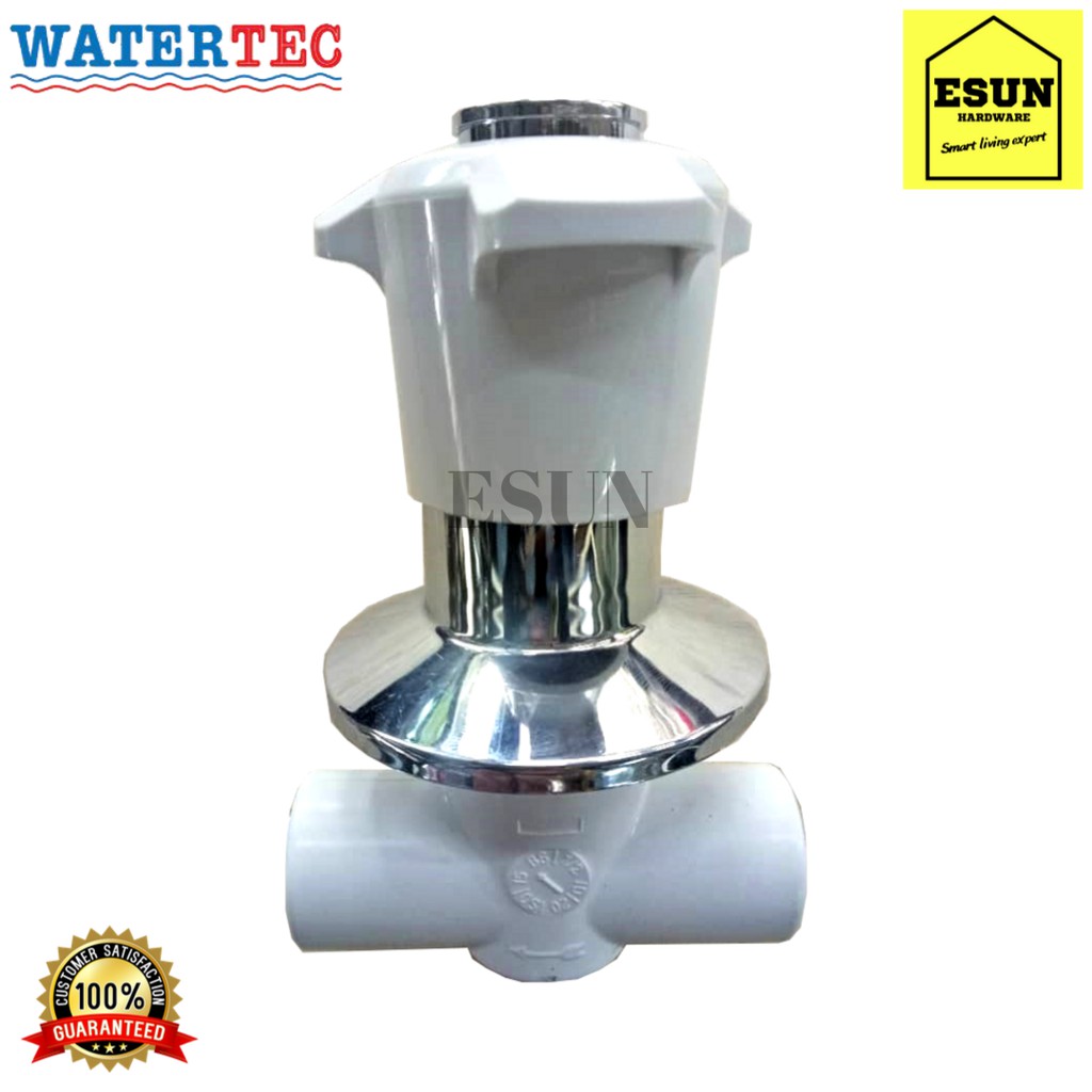 Watertec Stop Valve Socket PVC 102 Stopcock with Adjustable Wall Flange ...