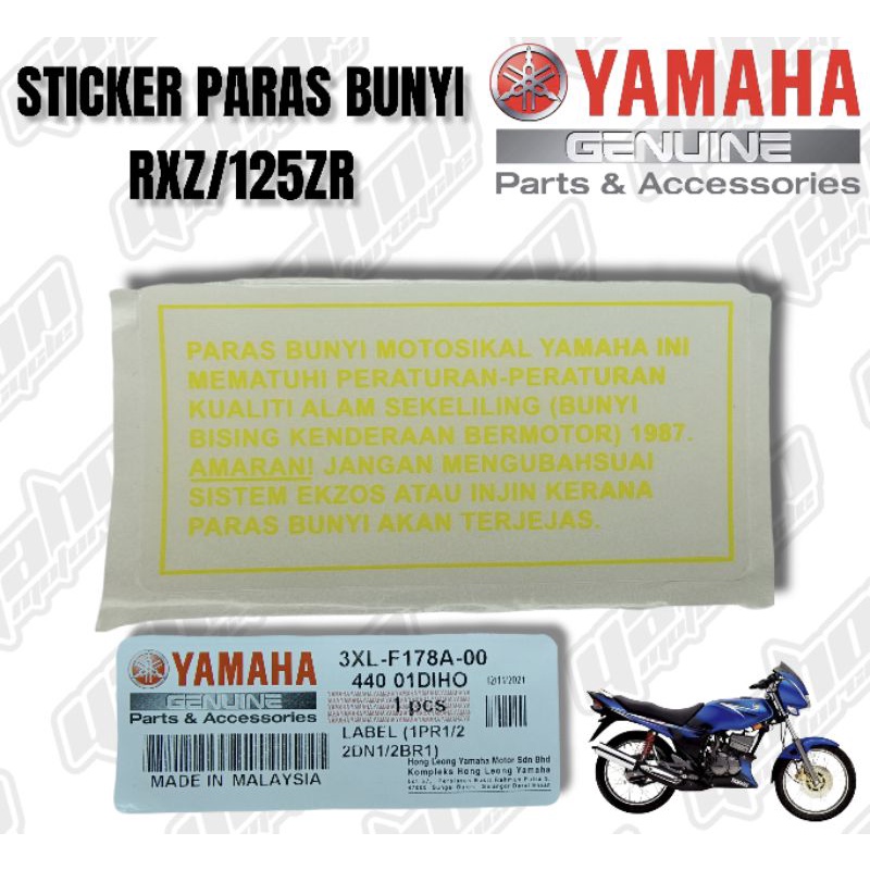 💯 ORIGINAL STICKER PARAS BUNYI YAMAHA RXZ 125ZR LC135 | Shopee Malaysia