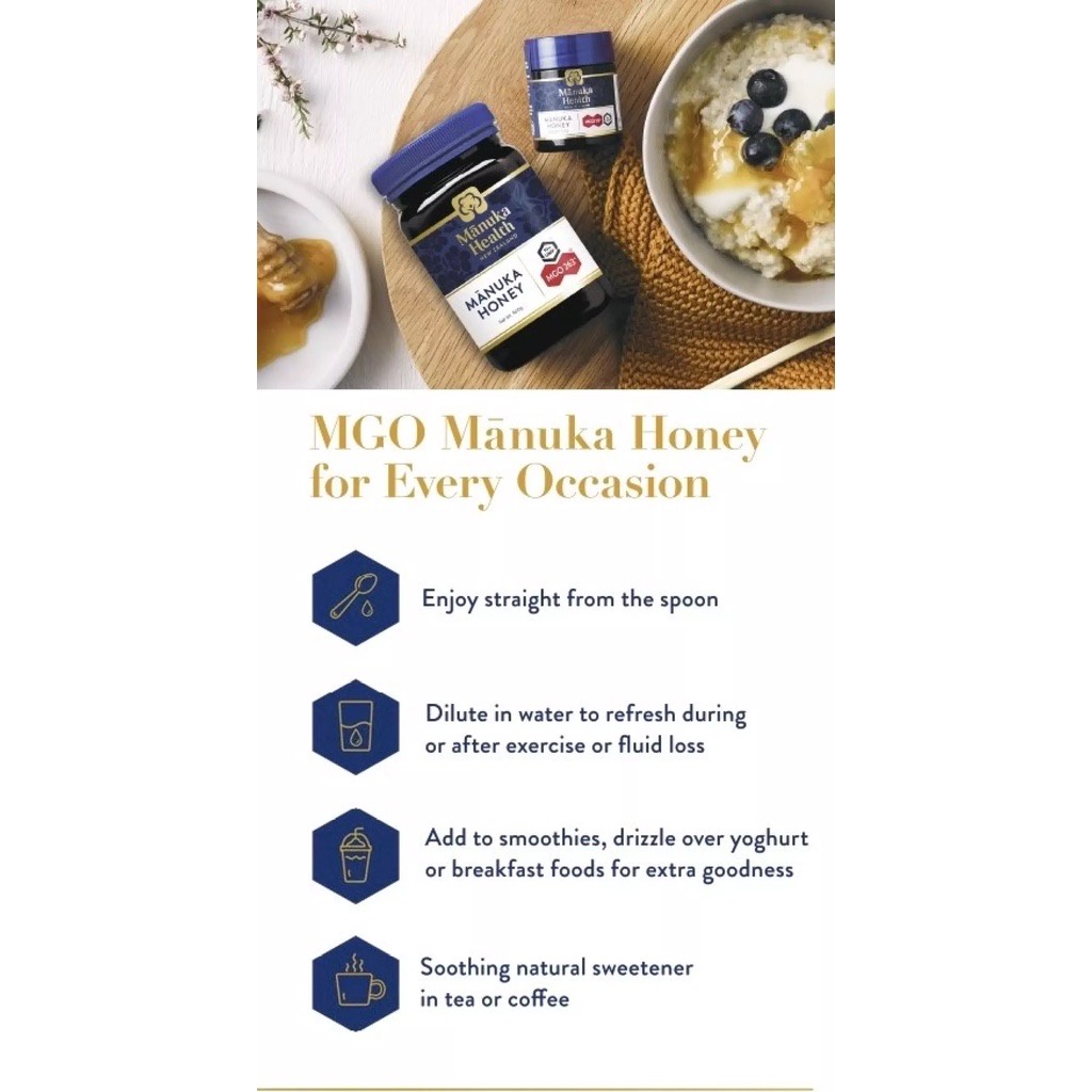 [FREE GIFT] Manuka Health Manuka Honey MGO 115+ 500g / 263+ 250g & 500g/ 400+ 250g & 500g/ 573 ...
