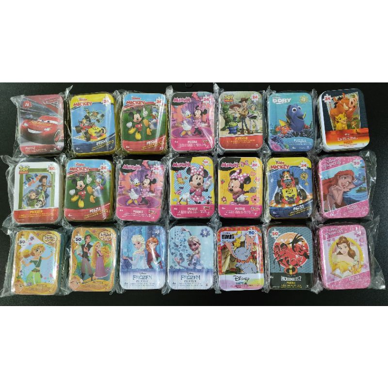 Disney Puzzle Tin Box Mickey Minnie Toy Story Cars Frozen Princess ...