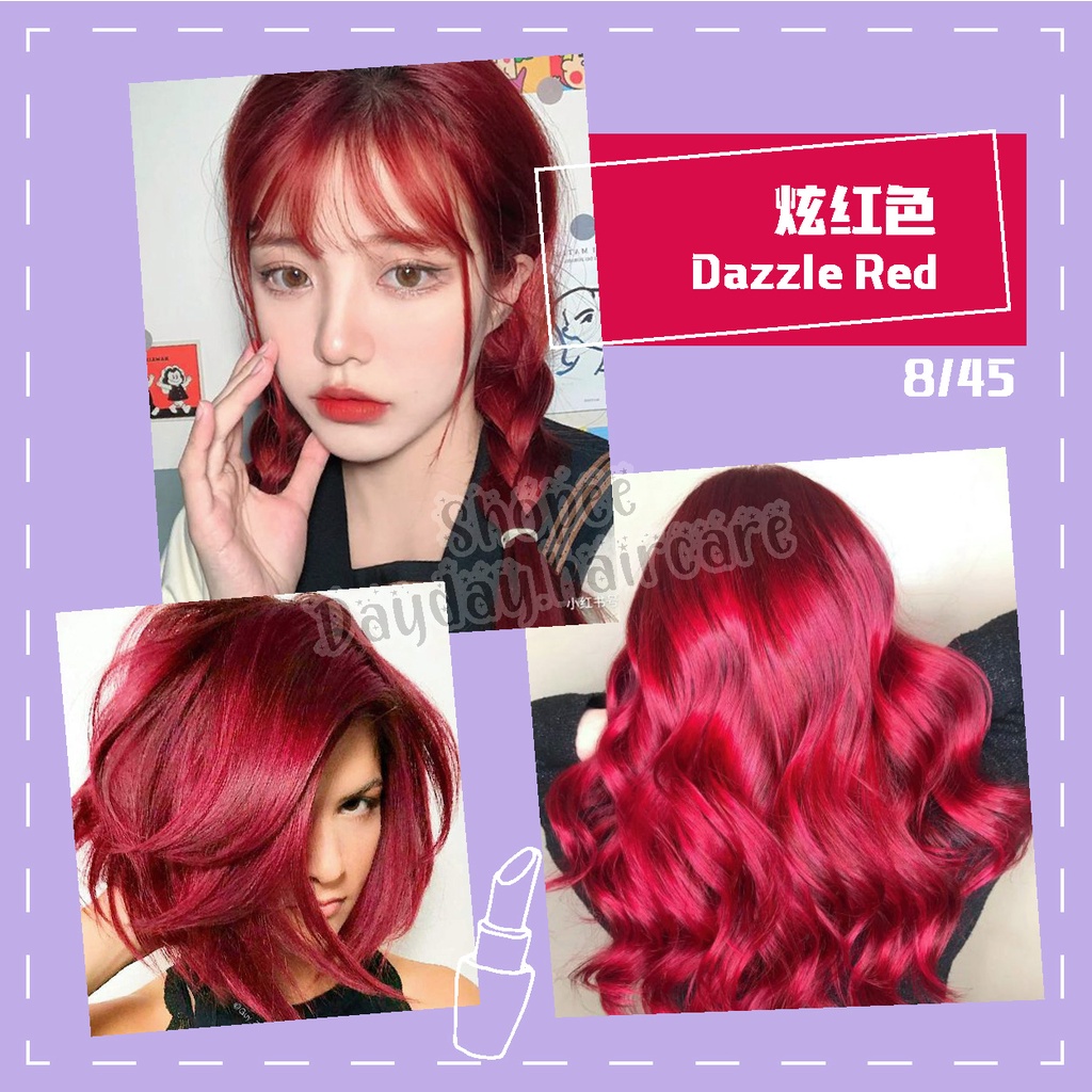 【Ready Stock】8/45 Dazzle Red Professional Salon Hair Color Dye Cream ...
