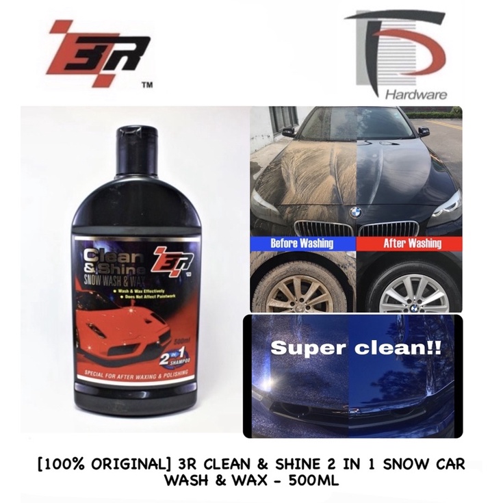 [100% ORIGINAL] 3R CLEAN & SHINE 2 IN 1 SNOW CAR WASH & WAX - 500ML ...