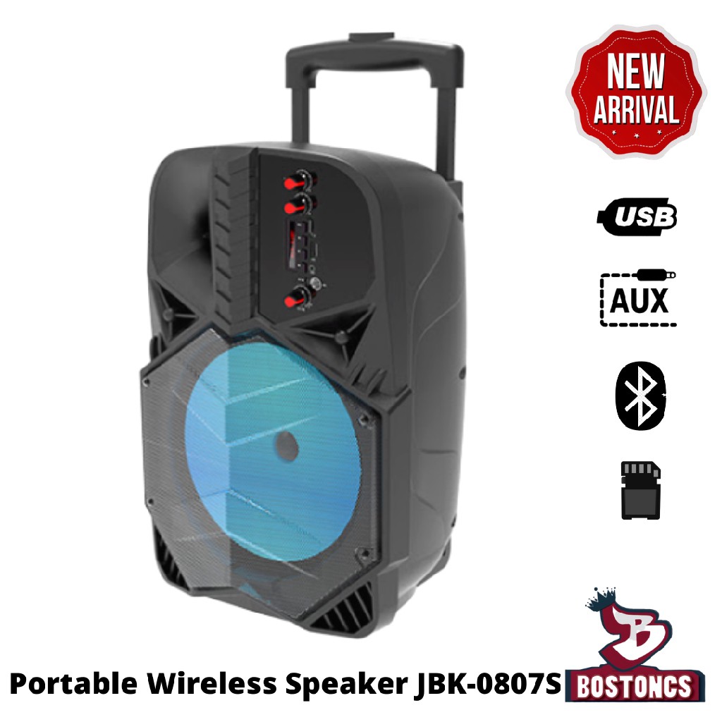 BOSTON 8 Inch 12 Inch Subwoofer Trolley Speaker with USB TF AUX Fm Radio & Bluetooth JBK Speaker ...