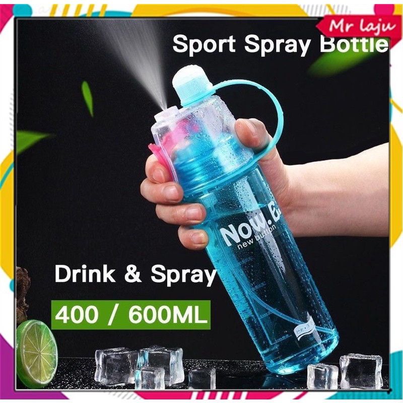 400 / 600ml Drinking Bottle Shaker Water Bottle Botol Air Minuman Mist ...