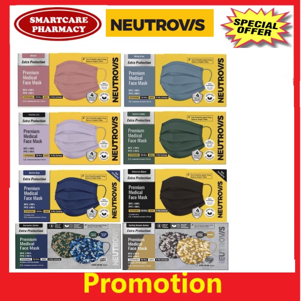 (100% ORIGINAL) NEUTROVIS MEDICAL FACE MASK| PREMIUM FACE MASK|4 PLY ...