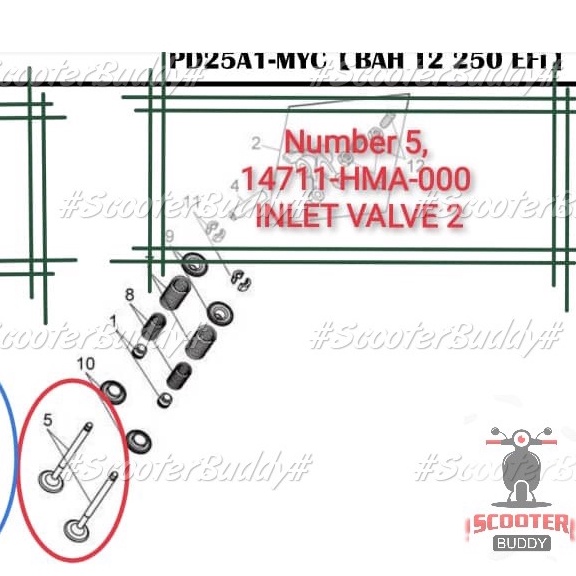 ORIGINAL SYM T2 / Symphony 250i EXHAUST VALVE (14721-RFS-000) / INLET ...