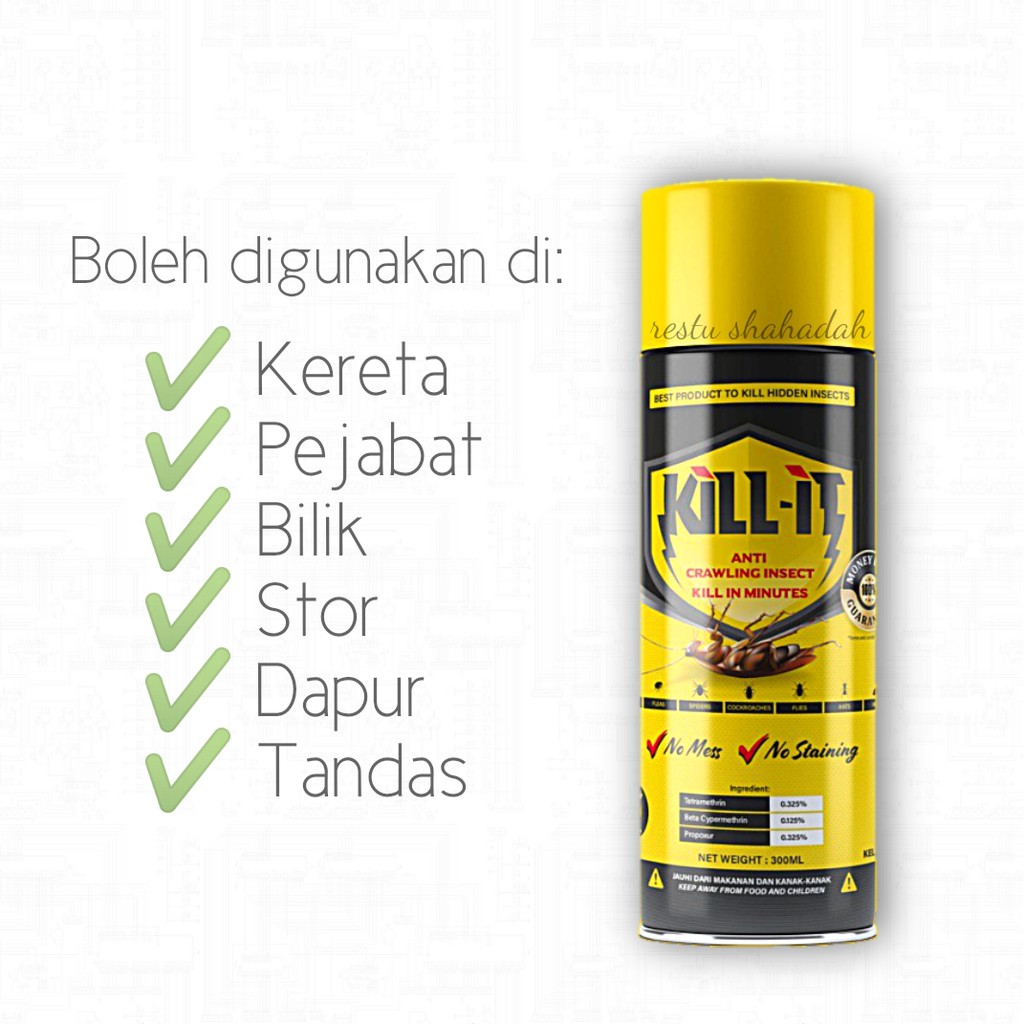 KILL-IT Spray Penghapus Lipas Kereta | Shopee Malaysia