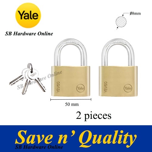 [ANTI-RUST, ANTI CUT, KEY ALIKE] YALE YEI 50MM BRASS PADLOCK (2 PIECES) | Shopee Malaysia