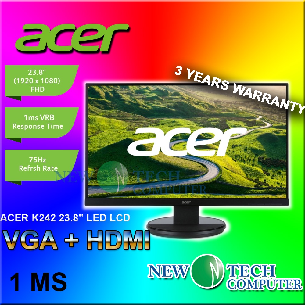 ACER K242 K242HYL 23.8'' FHD 75Hz 1ms VRB LED Monitor ( HDMI, VGA, 3 ...