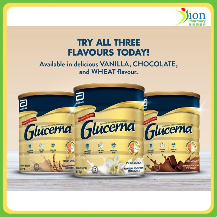 GLUCERNA 800G/850G (LOW GI INDEX)[VANILLA / WHEAT / CHOCOLATE] | Shopee ...