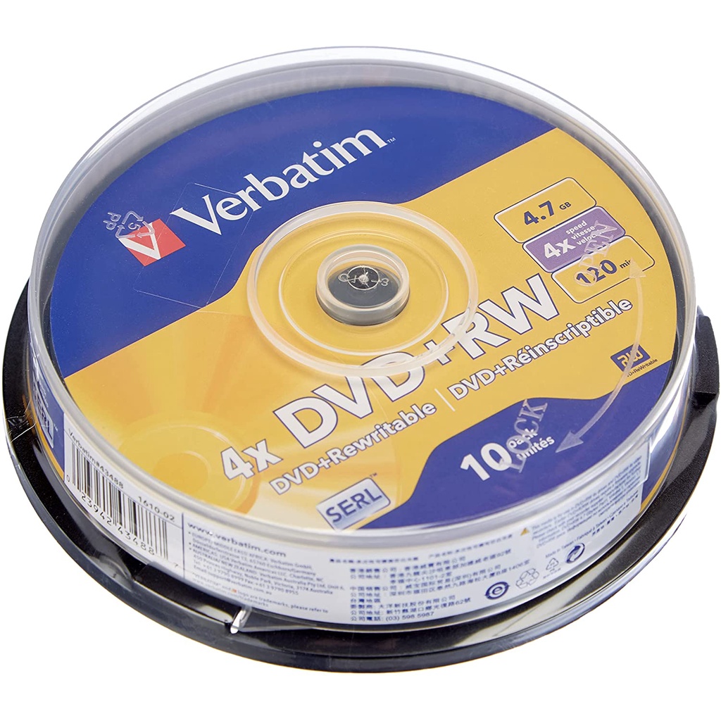 VERBATIM DVD+RW 4.7GB 10PK SPINDLE(VERBATIM#43488) | Shopee Malaysia