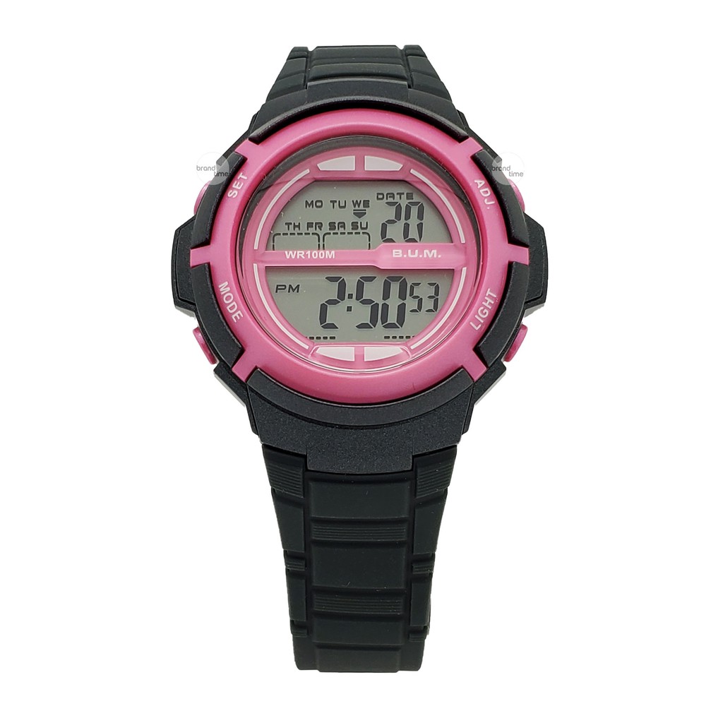 BUM Equipment Japan LCD Chronograph Digital Unisex Watch Stopwatch Alarm Dual Time Calendar EL ...
