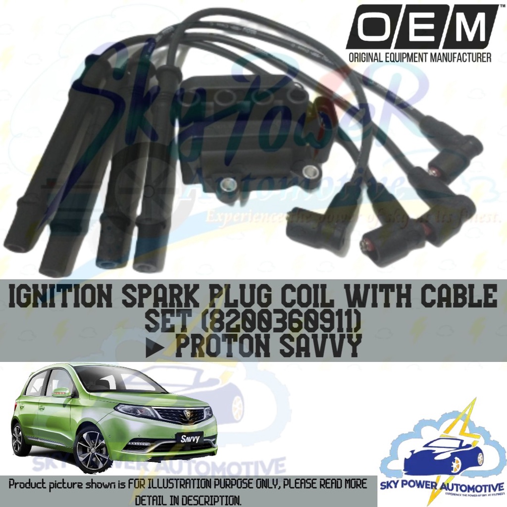 PROTON SAVVY OEM BRAND IGNITION SPARK PLUG COIL WIRE WITH CABLE SET ...