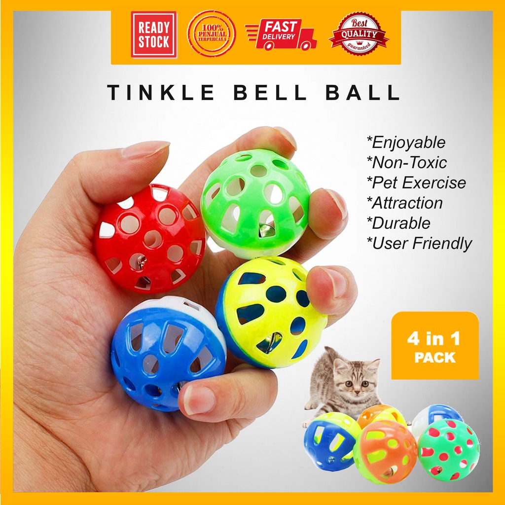 Tinkle Bell Ball / Colourful Pet Ball Bell 4IN1 Pack! / Permainan ...