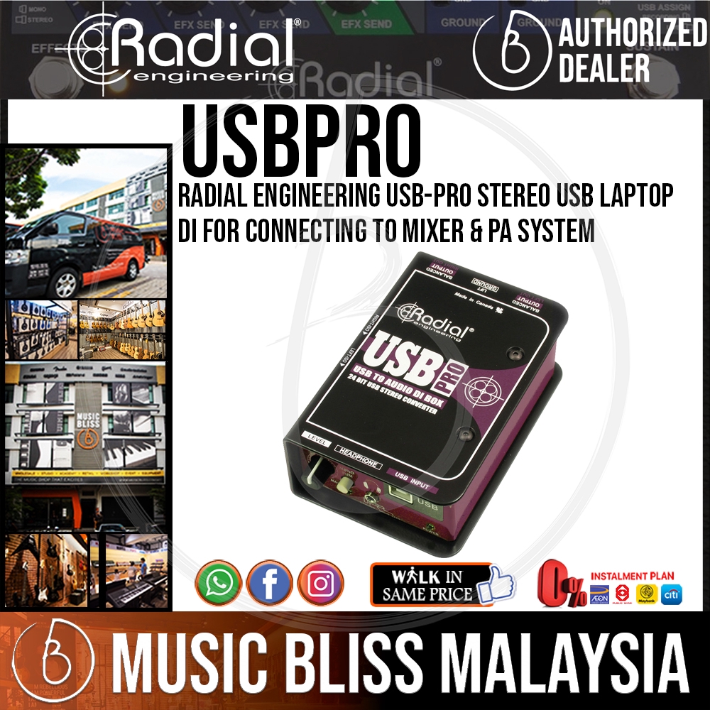 Radial Engineering USB-Pro Stereo USB Laptop DI for Connecting To Mixer ...