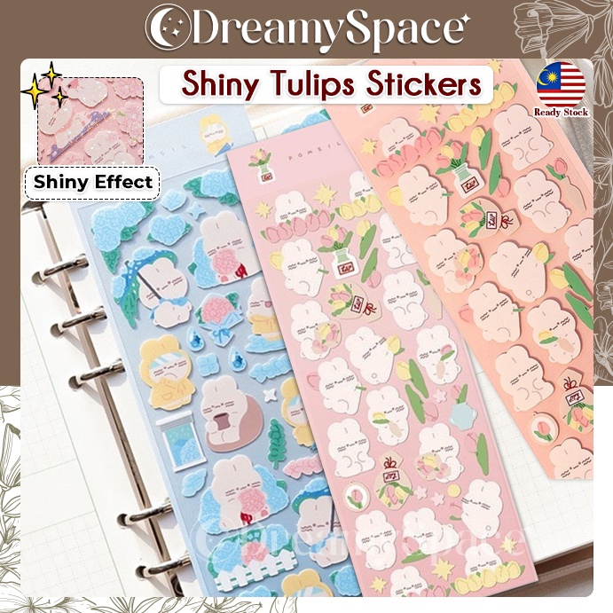 DreamySpace Korean Shiny Tulip Sakura Waterproof Sticker Toploader ...