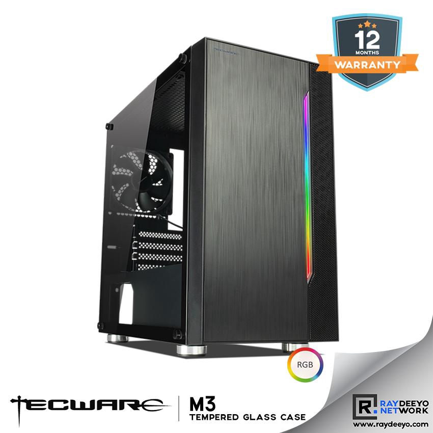 TECWARE M3 TG MATX TEMPERED GLASS GAMING CASE (WITH RAINBOW LED AT ...