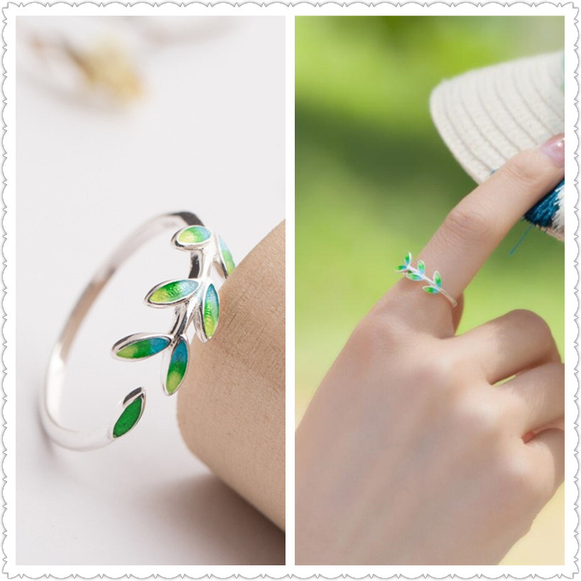 Korean Simple Leaf Open Rings For Women Girls Fashion Chic Index Finger ...