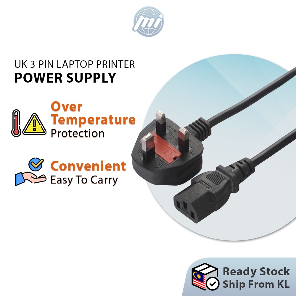 3 PIN 1.5M UK 13A Fuse Desktop PC LCD Monitor Laptop Printer Power ...