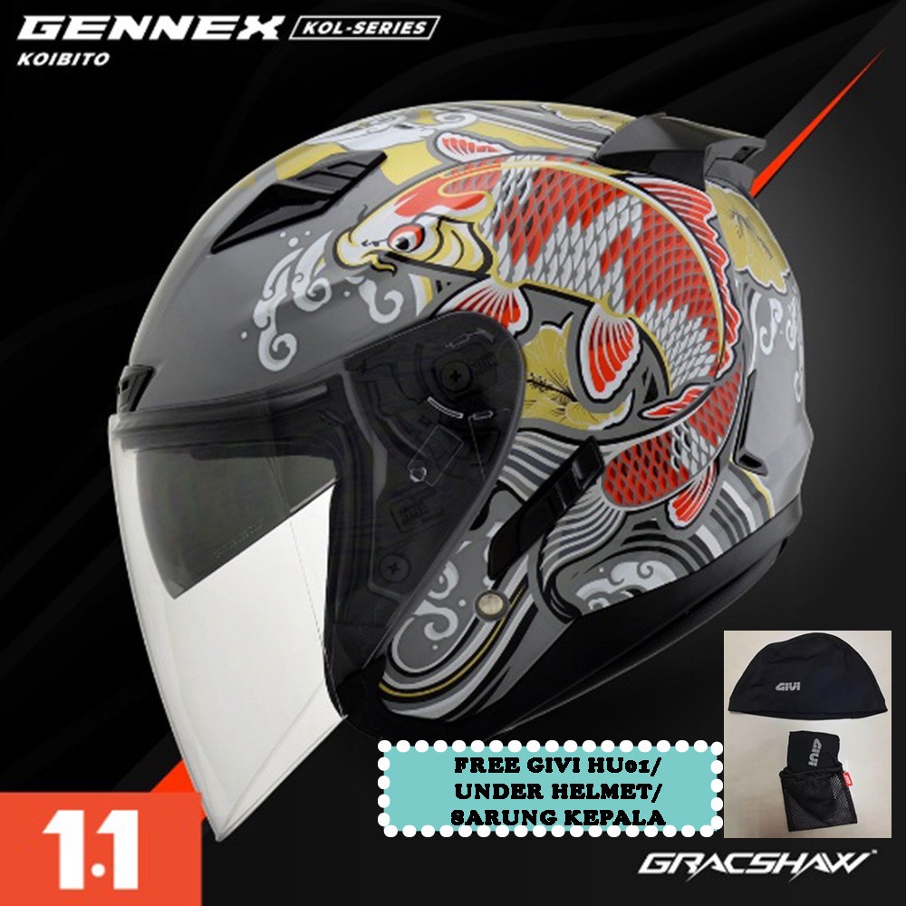 Gracshaw Gennex G535 Double Visor Helmet KOIBITO /NANO GREY | Shopee ...