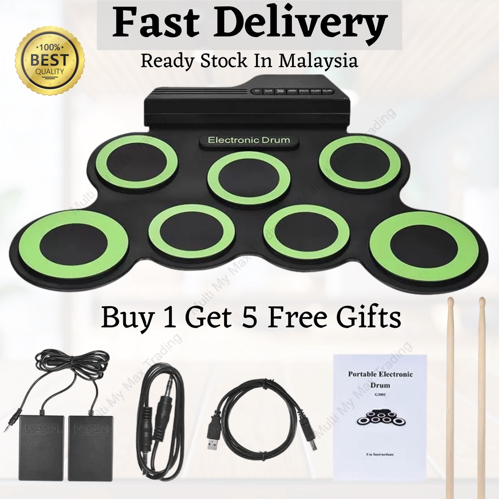 Electronic Drum Set USB Roll-Up Portable Foldable Silicon Drum Pad Kit ...