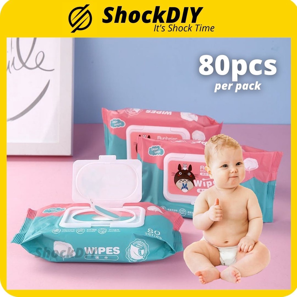 80pcs Non Alcohol Baby Wipes Fragrance Free Baby Wet Tissue Anti ...