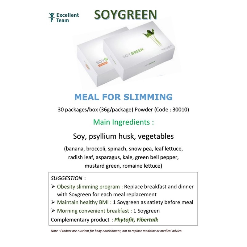 SOYGREEN - Botanical Beverage Mix Soybean With Psyllium Husk ( 36 grams ...