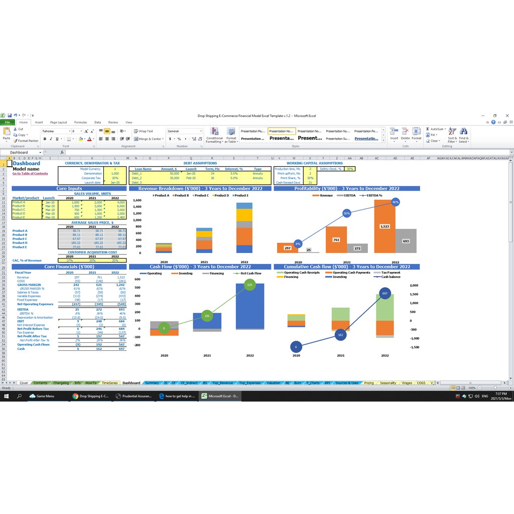 Drop Shipping E-Commerce Financial Model Excel Template | Shopee Malaysia