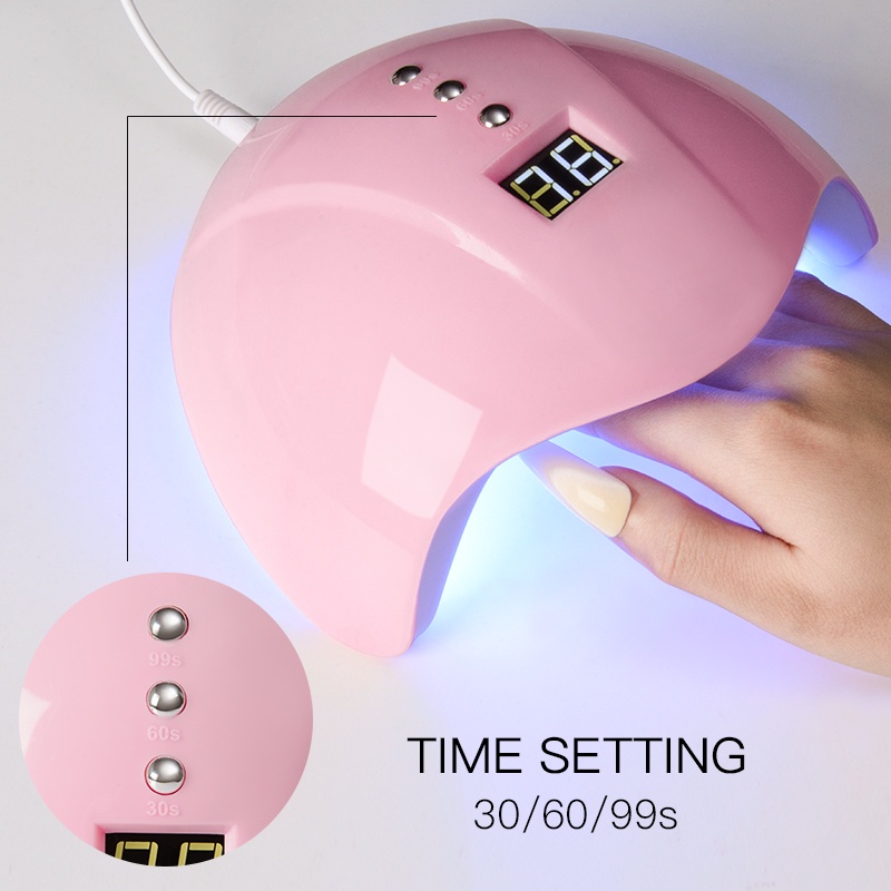 Mtssii Portable Pink Nail Dryer Machine UV LED Lamp 30s/60s/99s Timer ...