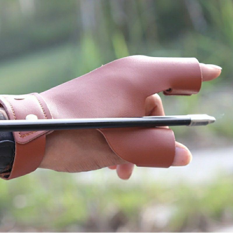 🇲🇾Archery Leather Finger Glove Tab Protector Left Hand Hunting Finger ...